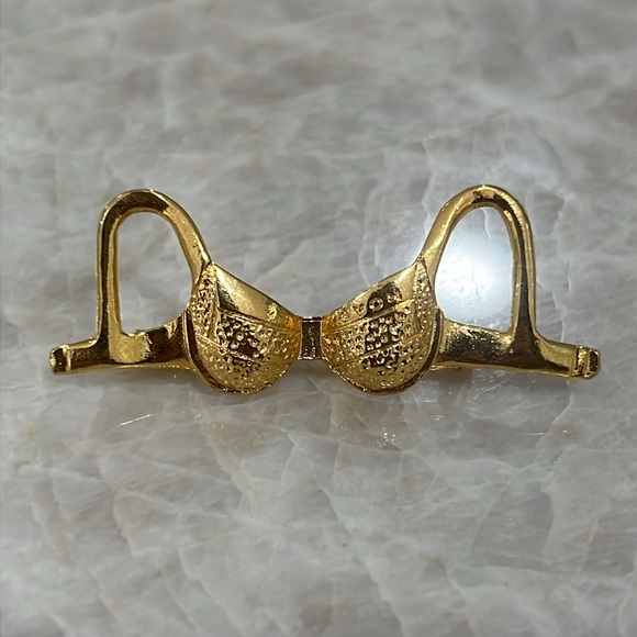 Avon | Jewelry | Vintage Avon Breast Cancer Awareness Bra Brooch Gold ...